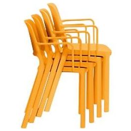 mayer Sitzmöbel Mayer Sitzmöbel Stapelstuhl myNUKE Orange Polypropylen Kunststoff 4 Füße 4 Stück mit Armlehnen