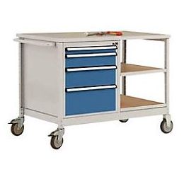 Manuflex Mobil Werkbank Lichtgrau, Brillantblau 1.135 x 590 x 802 mm