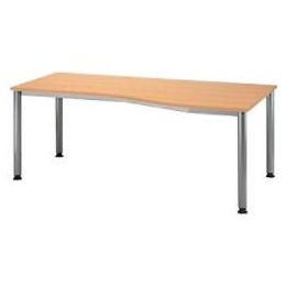 Hammerbacher H-Serie Schreibtisch Freiform Buche 4 Füße 1.800 (B) x 1.000 (T) x 680 (H) mm Melaminharzbeschichtete Spanplatte, Metall