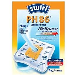 Swirl Staubsaugerbeutel PH 86 AirSpace® Orange, Weiß 4 Stück