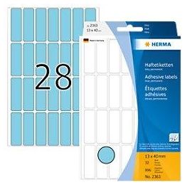 HERMA Mulrifunktionsetiketten 2363 Blau Rechteckig 13 x 40 mm 32 Blatt à 28 Etiketten