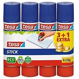 Tesa Klebestift Stick 20 g Weiß 57088-00200-00 4 Stück à 20 g