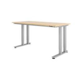 Hammerbacher Elektrisch Höhenverstellbar Schreibtisch Rechteckig Ahorn Spanplatte Silber C-Fuß 180 x 80 cm