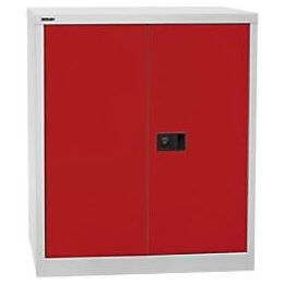 Bisley Flügeltürenschrank Universal Verzinkt Lichtgrau, Kardinalrot 914 x 400 x 1.000 mm