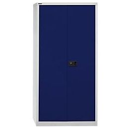 Bisley Flügeltürenschrank Universal Verzinkt Lichtgrau, Oxfordblau 914 x 400 x 1.806 mm