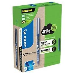 Pilot Pen Pilot Tintenroller Pen V7 Blau Packung mit 10 Stiften und 30 Minen