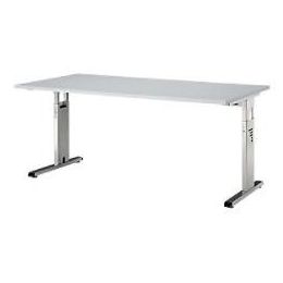Hammerbacher O-Serie VOS Höhenverstellbar Schreibtisch Rechteckig Grau C-Fuß 1.600 (B) x 800 (T) x 850 (H) mm Spanplatte, Stahl