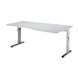 Hammerbacher Matrix VOS Höhenverstellbar Schreibtisch Freiform Grau C-Fuß 1.800 (B) x 1.000 (T) x 850 (H) mm Spanplatte, Stahl