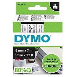 Dymo D1 Beschriftungsband Authentisch 40910 2027786 Selbsthaftend Schwarz auf Transparent 9 mm x 7 m