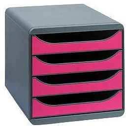 Exacompta Schubladenbox BIG-BOX CLASSIC Polystyrol Mausgrau, Himbeer 27,8 x 34,7 x 26,7 cm