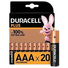 Duracell-Batterien Plus 100 AAA 1,5 V 20 Stück