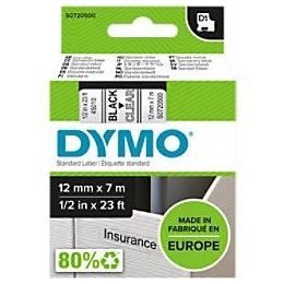 Dymo D1 Beschriftungsband Authentisch 45010 S0721440 Selbsthaftend Schwarz auf Transparent 12 mm x 7 m