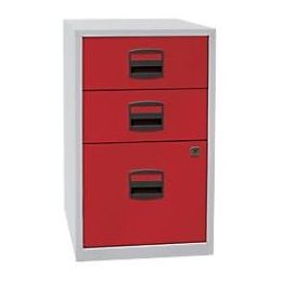 Bisley Home Beistellschrank 3 Schubladen Lichtgrau, Kardinalrot 413 x 400 x 672 mm