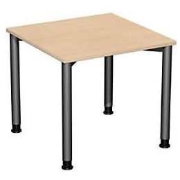 4 Fuß Flex Schreibtisch höhenverstellbar, 800x800x680-800, Buche/Anthrazit