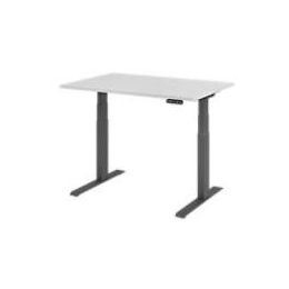 Hammerbacher VXDKB Elektrisch Höhenverstellbar Sitz-Stehschreibtisch Grau C-Fuß 1.200 (B) x 800 (T) x 1.290 (H) mm Spanplatte, Stahl
