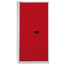 Bisley Flügeltürenschrank Universal Verzinkt Lichtgrau, Kardinalrot 914 x 400 x 1.950 mm