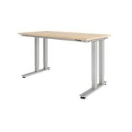 Hammerbacher Elektrisch Höhenverstellbar Schreibtisch Rechteckig Eiche Spanplatte Silber C-Fuß 160 x 80 cm