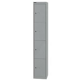 Bisley Schließfachschrank Office 4 Fächer Silber 305 x 305 x 1.802 mm