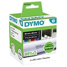Dymo LW S0722400 / 99012 Authentic Große Adressetiketten Selbstklebend Weiß 36 x 89 mm 2 Rollen à 260 Etiketten