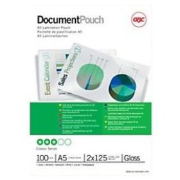 GBC Document Laminierfolien DIN A5 Glänzend 125 Mikron (2 x 125) Transparent 100 Stück