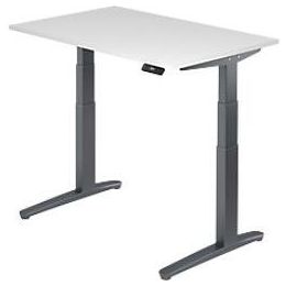Hammerbacher XBHM VXBHM Elektrisch Höhenverstellbar Sitz-Stehschreibtisch Rechteckig Weiß C-Fuß 1.200 (B) x 800 (T) x 1.290 (H) mm Spanplatte, Stahl, Aluminium