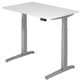 Hammerbacher XBHM VXBHM Elektrisch Höhenverstellbar Sitz-Stehschreibtisch Rechteckig Weiß C-Fuß 1.200 (B) x 800 (T) x 1.290 (H) mm Spanplatte, Stahl, Aluminium