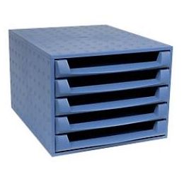 Exacompta Bürobox /221101D, kobaltblau, 5 offenen Schubladen