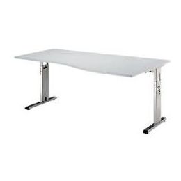 Hammerbacher O-Serie VOS Höhenverstellbar Schreibtisch Freiform Grau C-Fuß 1.800 (B) x 1.000 (T) x 850 (H) mm Spanplatte, Stahl