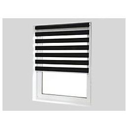 casa pura Sichtschutzrollo Mini Day & Night Polyester, Aluminium Schwarz 1200 x 1500 mm