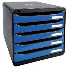 Exacompta Schubladenbox Big-Box DIN A4 350 Blatt Schwarz, Eisblau 27,8 x 34,7 x 27,1 cm