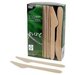 Papstar Messer Einweg Holz Braun 100 Stück