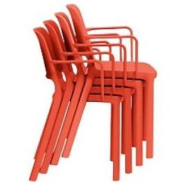 mayer Sitzmöbel Mayer Sitzmöbel Stapelstuhl myNUKE Himbeerrot Polypropylen Kunststoff 4 Füße 4 Stück mit Armlehnen