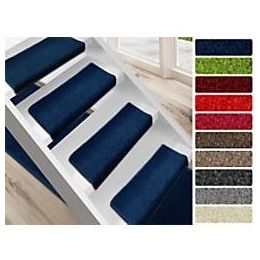 Floordirekt Step Stufenmatte Dynasty Velours Polypropylen, Filz Blau 650 x 235 mm Rechteckig