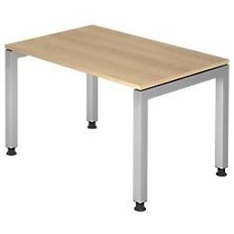 Hammerbacher J Serie Höhenverstellbarer Schreibtisch Rechteckig Eiche Holz Silber 4 Füße 1.200 x 680 mm