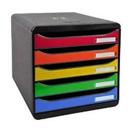 Exacompta Schubladenbox mit 5 Schubladen Big Box Plus Kunststoff Farbig sortiert 27,8 x 34,7 x 27,1 cm