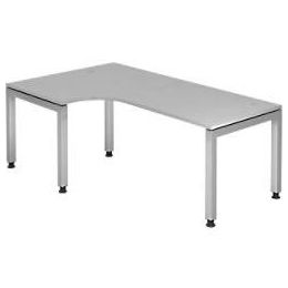 Hammerbacher J Series VJS Eckschreibtisch Halbkreisförmig Grau 4 Metallfüße 2.000 (B) x 1.200 (T) x 760 (H) mm Spanplatte, Stahl