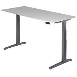 Hammerbacher XBHM VXBHM Elektrisch Höhenverstellbar Sitz-Stehschreibtisch Rechteckig Grau C-Fuß 1.800 (B) x 800 (T) x 1.290 (H) mm Spanplatte, Stahl, Aluminium