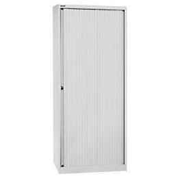 Bisley Rollladenschrank Kunststoff, Stahl 4 Fachböden abschließbar 800 x 430 x 1.980 mm Hellgrau