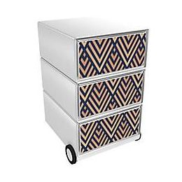 PAPERFLOW Rollcontainer easyBox 3 horizontale Schubladen 642x390x436mm PERSO ART DECO - DUNKELHEIT