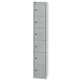 Bisley Schließfachschrank Office 6 Fächer Silber 305 x 305 x 1.802 mm