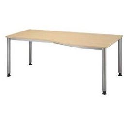 Hammerbacher H-Serie Schreibtisch Freiform Ahorn 4 Füße 1.800 (B) x 1.000 (T) x 760 (H) mm Melaminharzbeschichtete Spanplatte