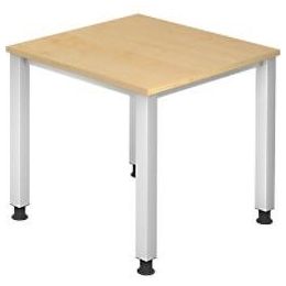 Hammerbacher Q Serie Höhenverstellbarer Schreibtisch Rechteckig Ahorn Holz Silber 4 Füße 800 x 685 mm