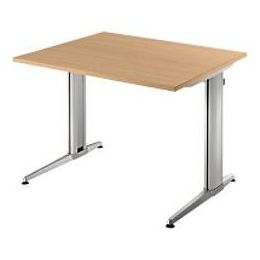 Hammerbacher XS-Serie Schreibtisch Quadratisch Buche C-Fuß 800 (B) x 800 (T) x 720 (H) mm Melaminharzbeschichtete Spanplatte