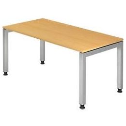 Hammerbacher J Serie Höhenverstellbarer Schreibtisch Rechteckig Buche Holz Silber 4 Füße 1.600 x 680 mm