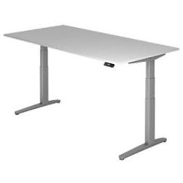 Hammerbacher XBHM VXBHM Elektrisch Höhenverstellbar Sitz-Stehschreibtisch Rechteckig Grau C-Fuß 2.000 (B) x 1.000 (T) x 1.290 (H) mm Spanplatte, Stahl, Aluminium