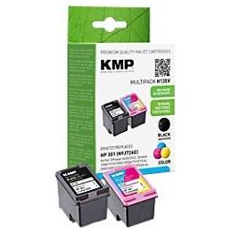 KMP Kompatibel HP 301 Tintenpatrone N9J72AE Schwarz, Cyan, Magenta, Gelb Multipack 2 Stück