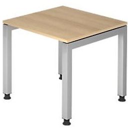 Hammerbacher J Serie Höhenverstellbarer Schreibtisch Rechteckig Eiche Holz Silber 4 Füße 800 x 680 mm