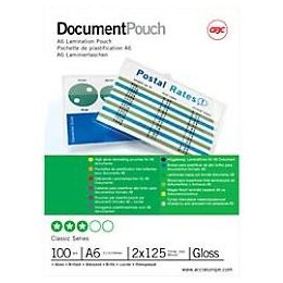 GBC Document Laminierfolien A6 Glänzend 125 Mikron (2 x 125) Transparent 100 Stück