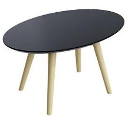 PAPERFLOW Ovaler Tisch Schwarze Tischplatte Buche Rahmen 4 Beine Scandi 650 x 400 x 350 mm