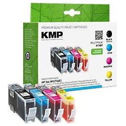 KMP Kompatibel HP 364 Tintenpatrone N9J73AE Schwarz, Cyan, Magenta, Gelb Multipack 4 Stück